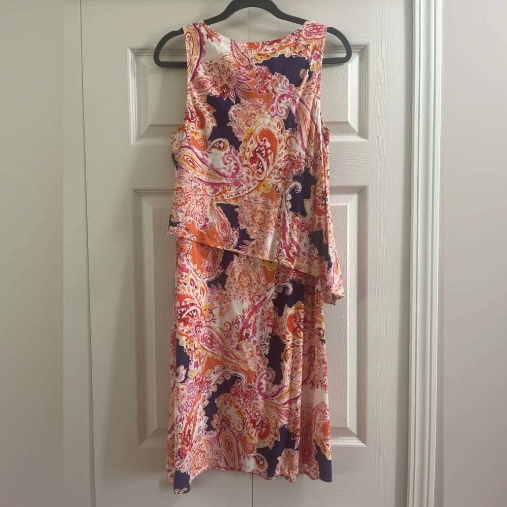 J. Jill | Dresses | J Jill Dress Size S Tall Orange Blue Paisley ...